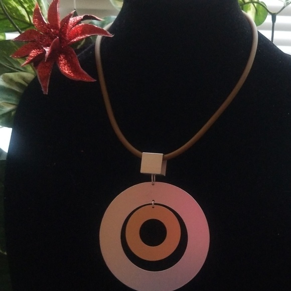 Jewelry | Circle Tan And Silver Necklace | Poshmark